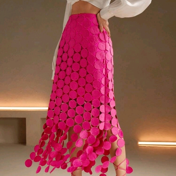 Skirts | Laser Cut Multi Circle Double Layered Skirt | Poshmark